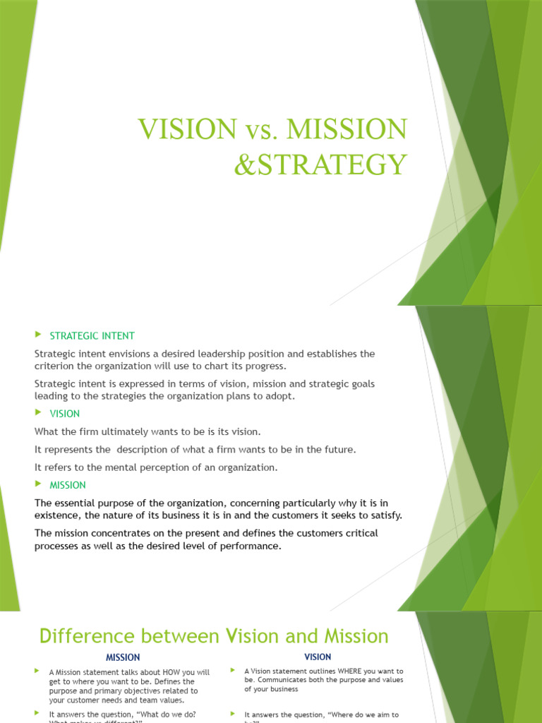 Vision vs. Mission and Stargey | PDF | Decision Making | Strategic ...