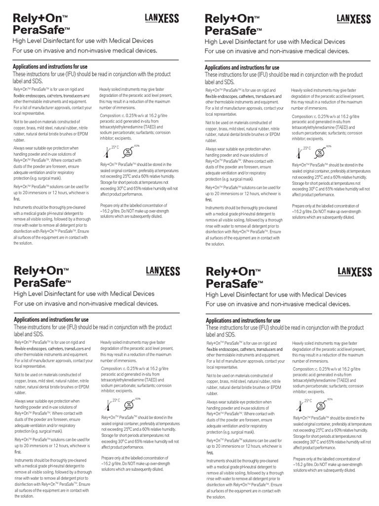 RelyOn PeraSafe IFU India | PDF | Disinfectant | Chemical Substances