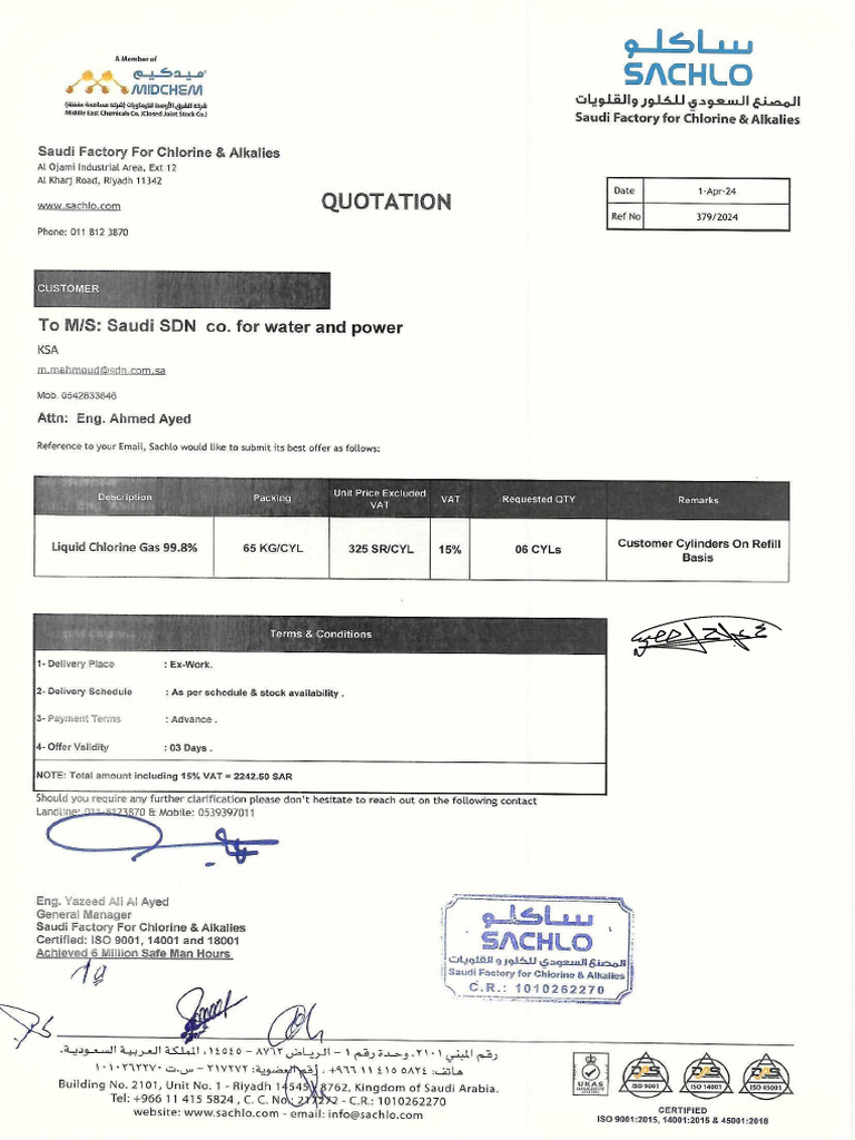 Q, LCL, Saudi SDN Co. For Water and Power, 379-2024.. | PDF