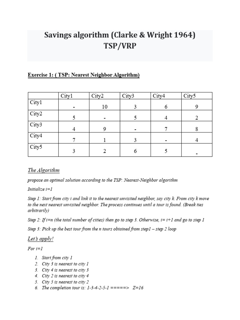 Savings Algorithm - Clarke - Wright | Download Free PDF | Applied Mathematics | Algorithms And ...