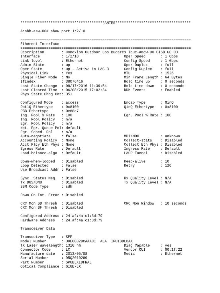 LAG 3 Configuration and Statistics | PDF | Computer Networking | Networking Standards
