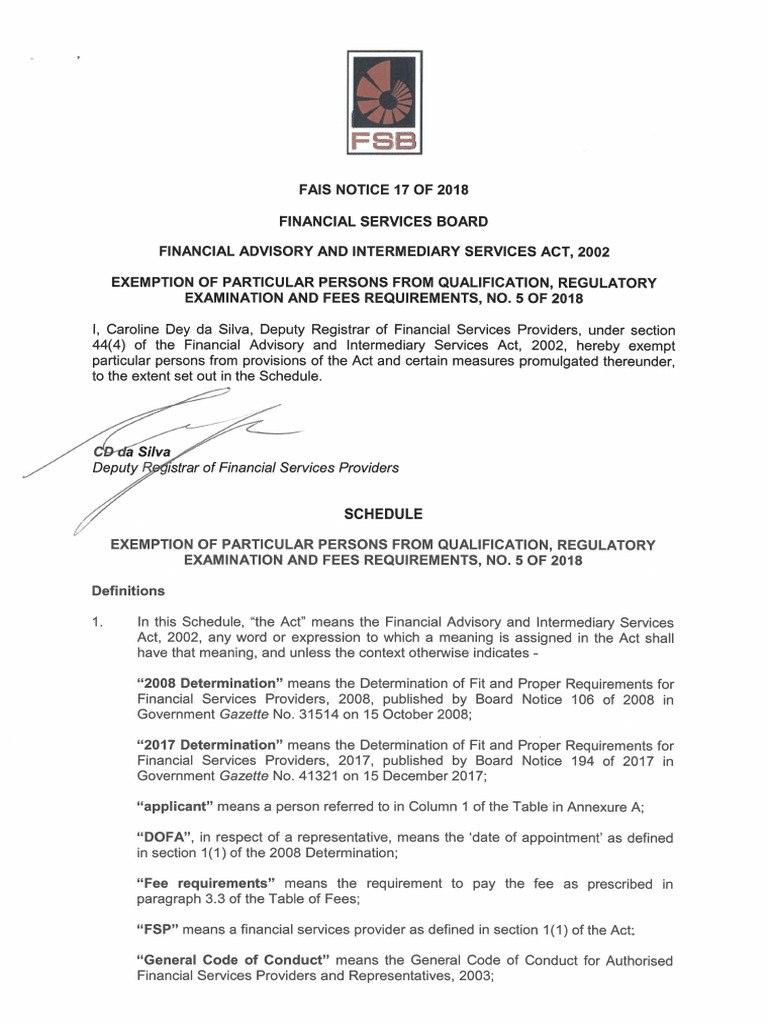FAIS Notice 17 of 2018 | PDF