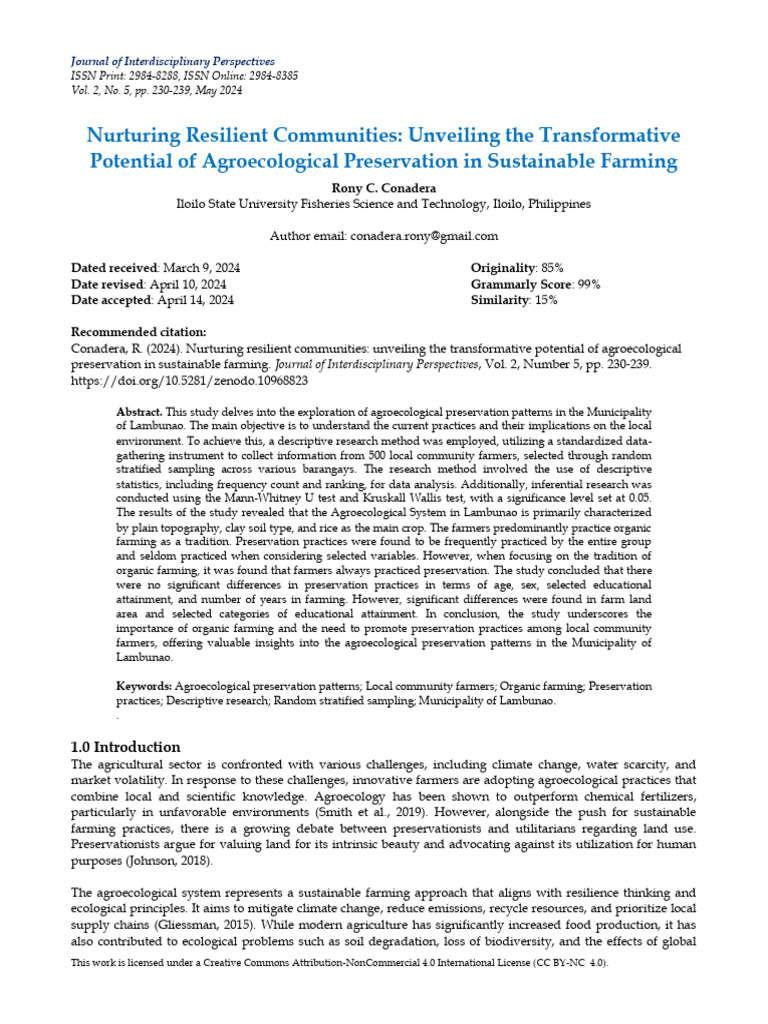 Nurturing Resilient Communities Unveiling The Transformative Potential of Agroecological ...