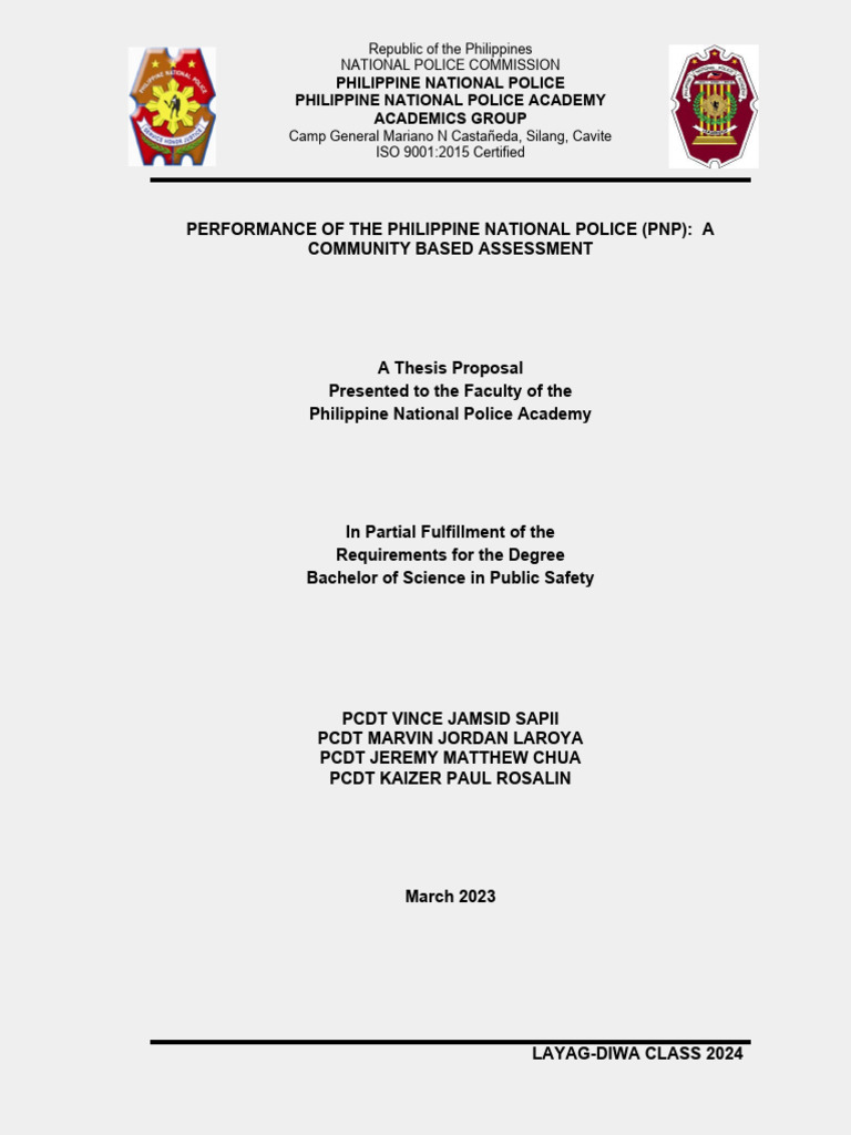 Performance of The Philippine National Police (PNP) - A Community Based ...