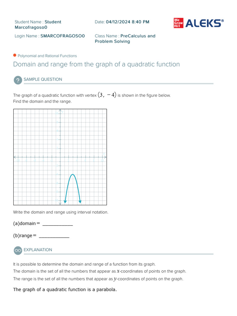 8 - Polynomial and Rational Functions - Domain and Range From The Graph ... 8 - Polynomial and Rational Functions - Domain and Range From The Graph ...
