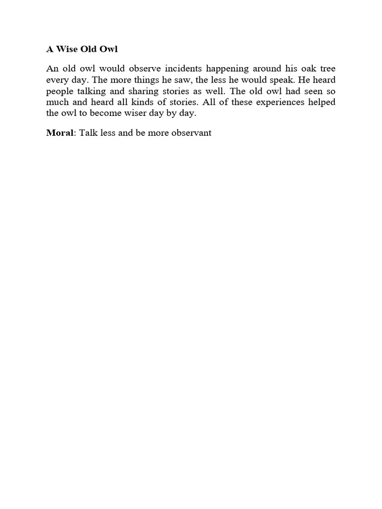The Wise Old Owl's Lesson | PDF