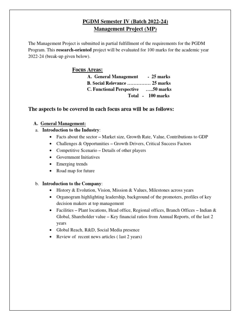 PGDM - Management Project (MP) Guidelines and Deadlines | PDF ... PGDM - Management Project (MP) Guidelines and Deadlines | PDF ...