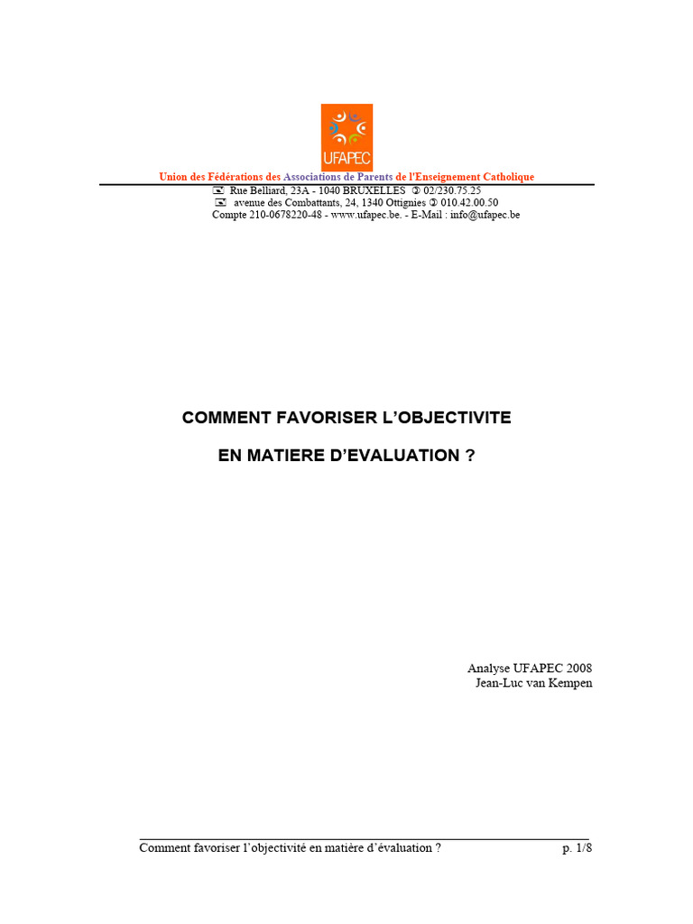 Favoriser l'Objectivité en Évaluation | PDF | Pédagogie | Enseignants