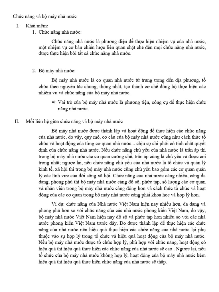 CH C Năng Và B Máy Nhà Nư C | PDF