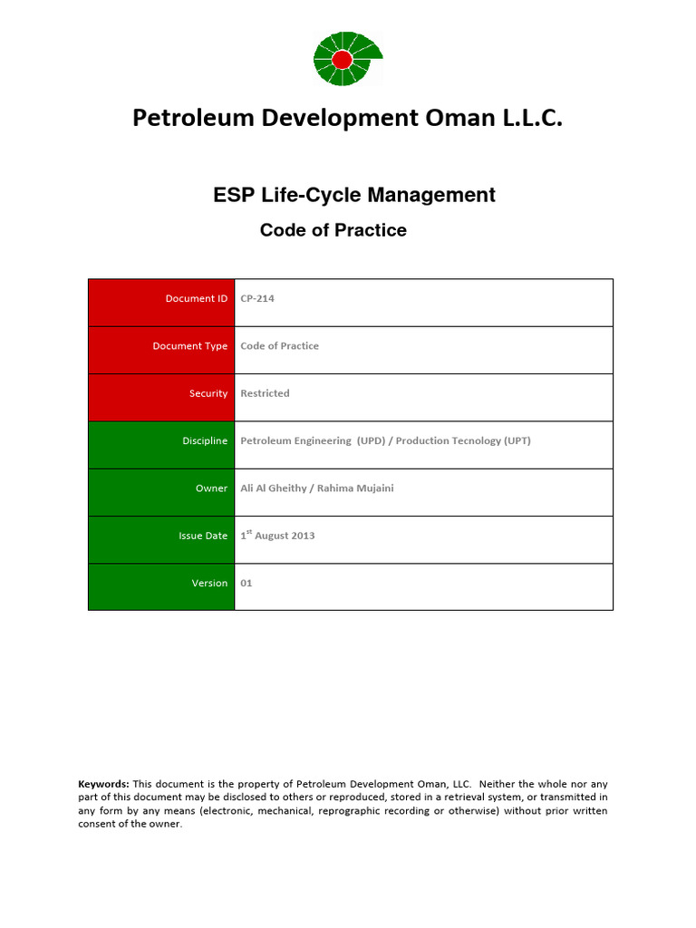 CP-214 2013 ESP Life-Cycle Management Code of Practice | PDF | Life ...