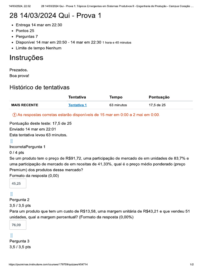 Prova 1 - Topicos II | PDF