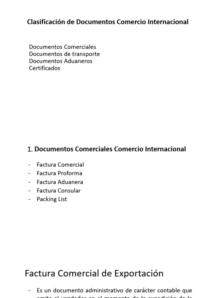 Clasificación de Documentos Comercio Internacional | PDF | El comercio ...
