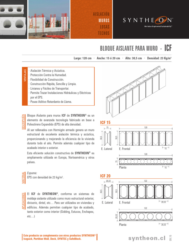 Ficha Tecnica ICF | PDF | Aislamiento térmico | Materiales