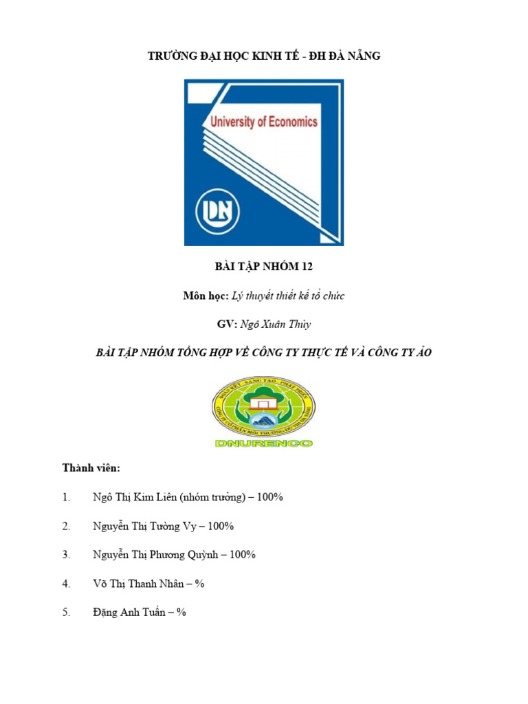 123doc Mon Hoc Ly Thuyet Thiet Ke To Chuc Bai Tap Nhom Tong Hop Ve Cong Ty Thuc Te Va Cong Ty Ao ...