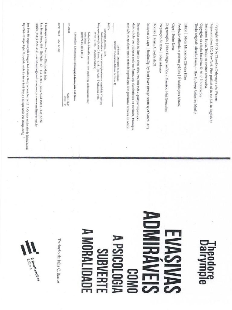 Evasivas Admiráveis - Como A Psicologia Subverte A Moralidade Theodore ...