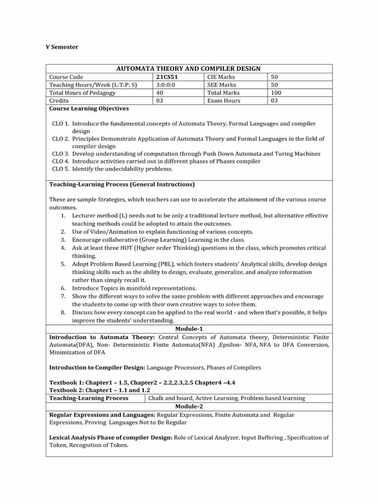 5th Sem Syllabus | PDF