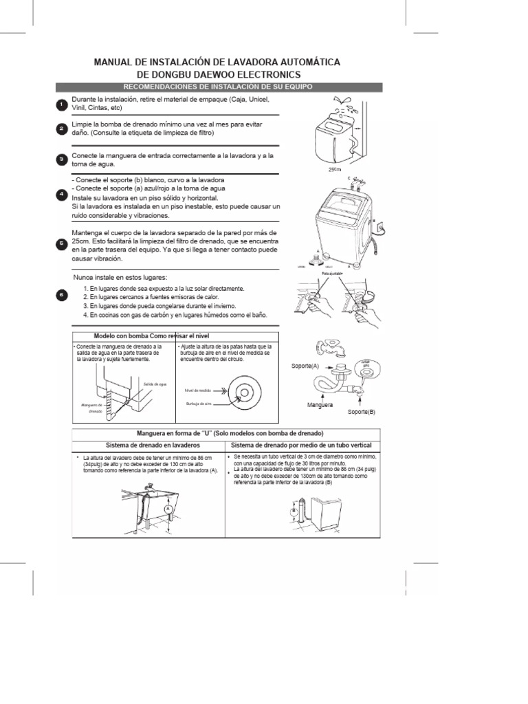 Manual de Usuario Daewoo DWF-DB326CWW (Español - 26 Páginas) | PDF ...