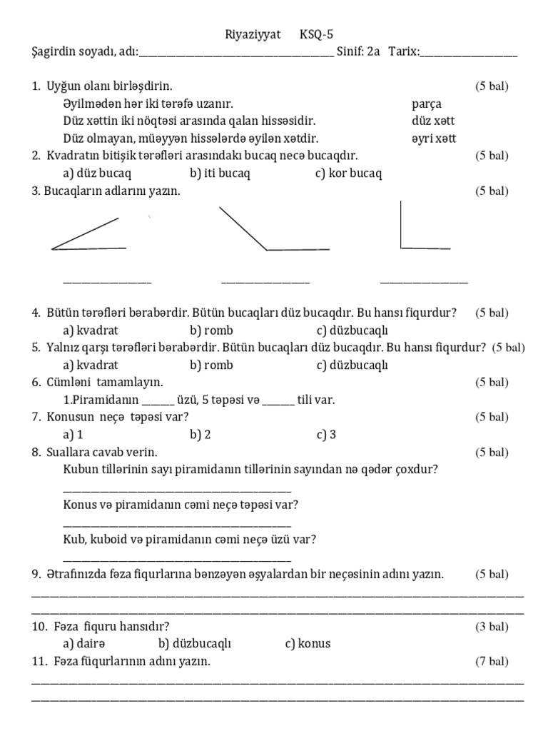 Riyaziyyat KSQ-5 | PDF