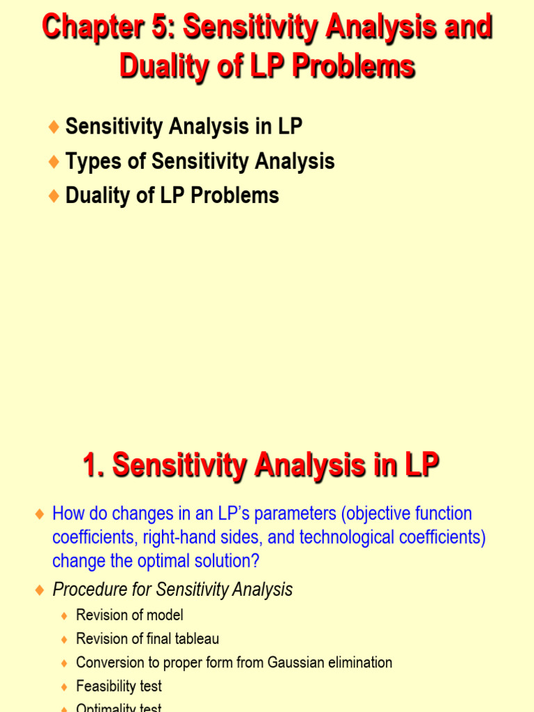 Chapter 5 - Sensitivity Analysis and Dual | PDF | Systems Analysis ...