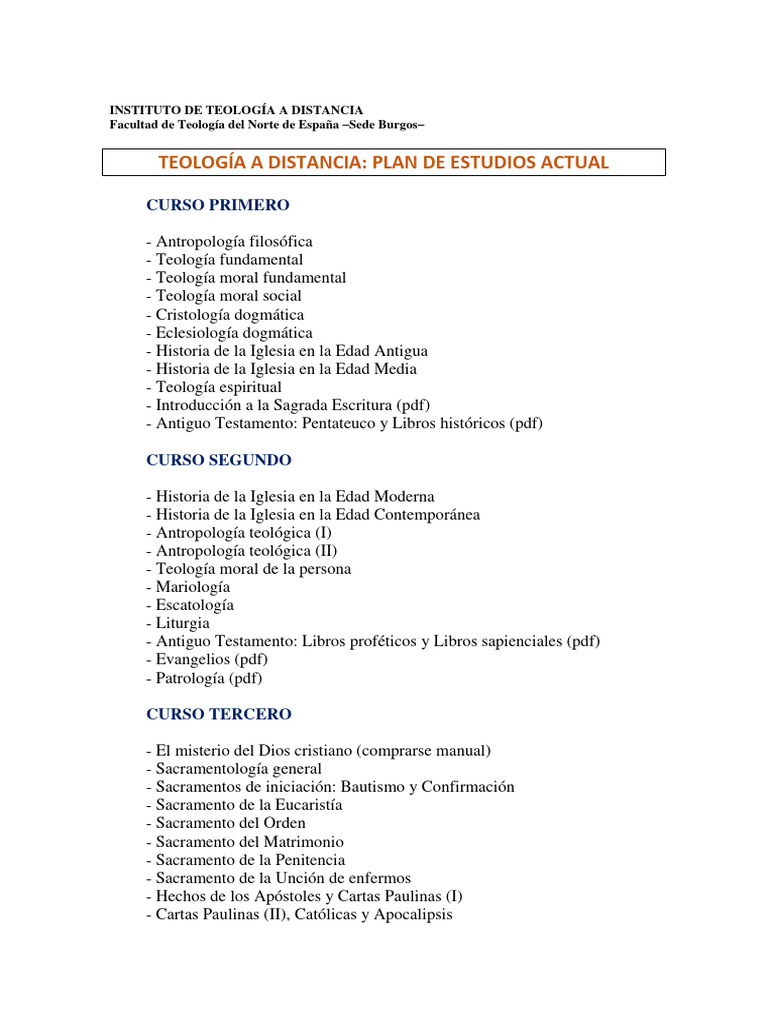 Plan de Estudios Actual | PDF