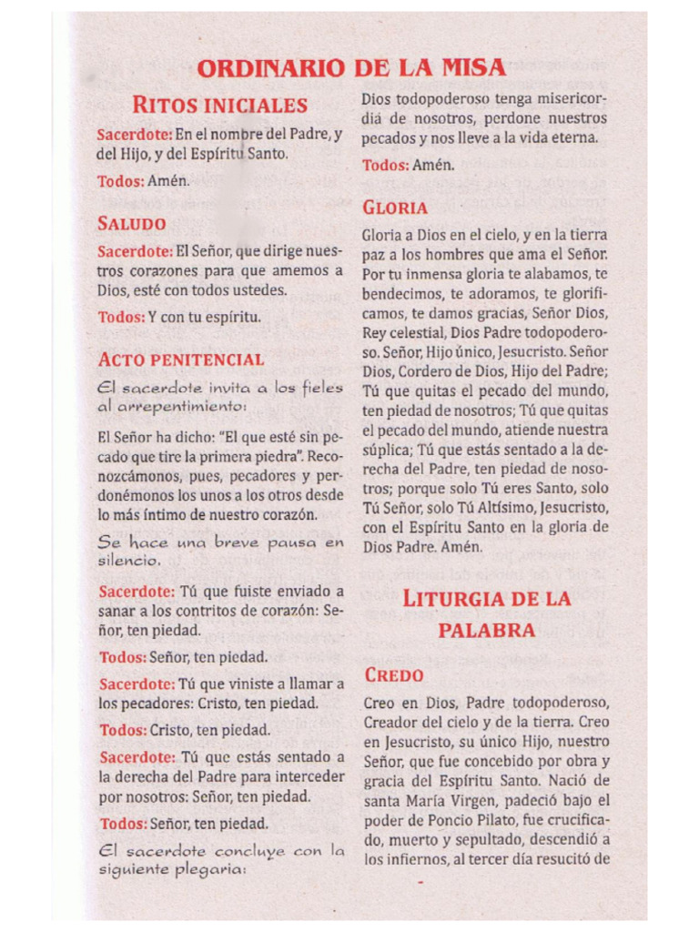 Ordinario de La Misa Esp | PDF