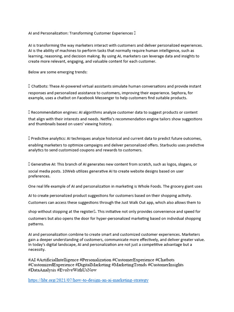 AI and Personalization | PDF | Artificial Intelligence | Intelligence (AI) & Semantics