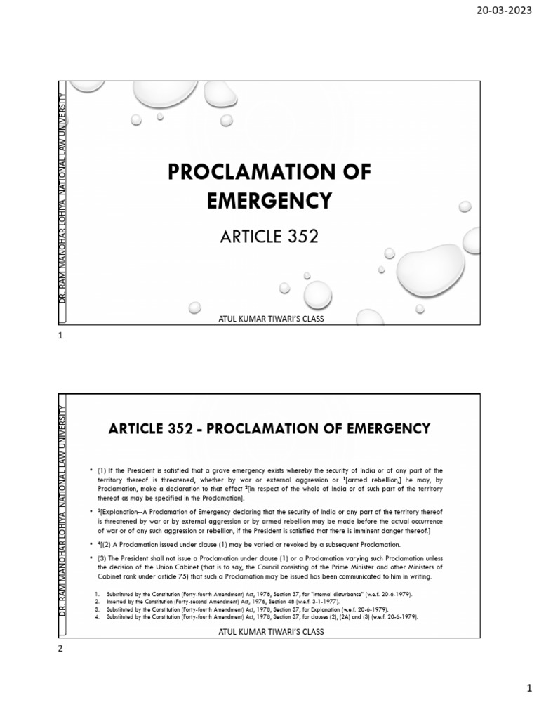 Article 352: Emergency Proclamation Explained | PDF | State Of ...