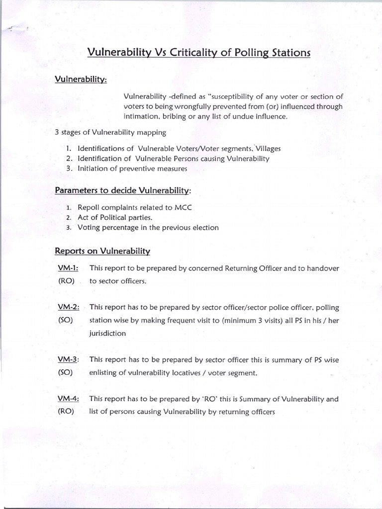 Vulnerability Vs Criticality of Polling Stations | PDF