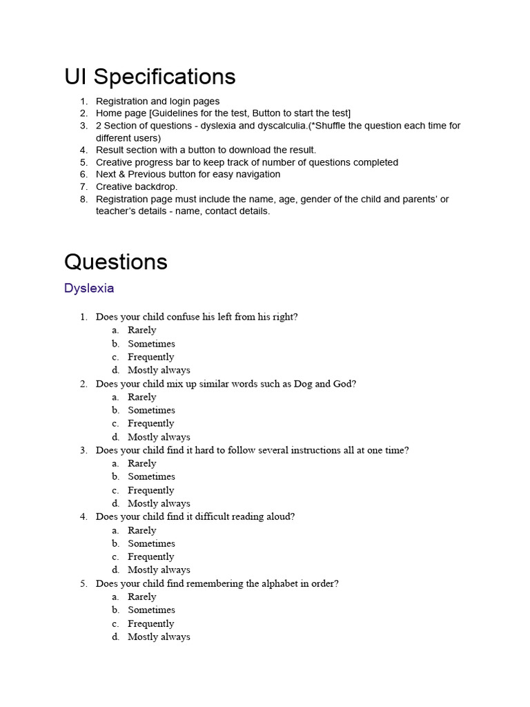 UI Specification & Questions-2 | PDF | Shape