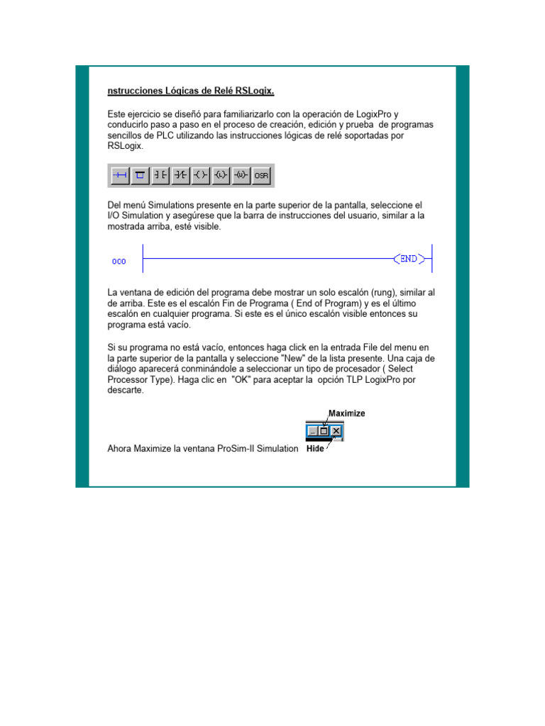Guía Básica de RSLogix para PLC | PDF | Ventana (informática) | Relé
