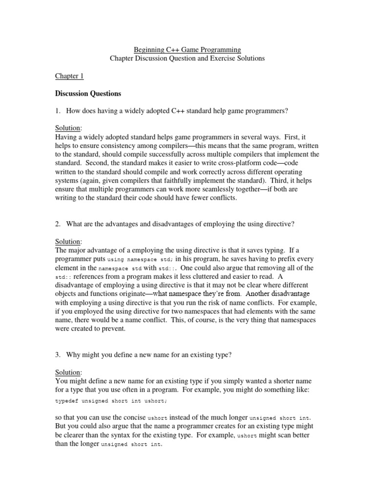 Beginning C++ Through Game Programming 2ed SOLUTIONS (Dawson ...