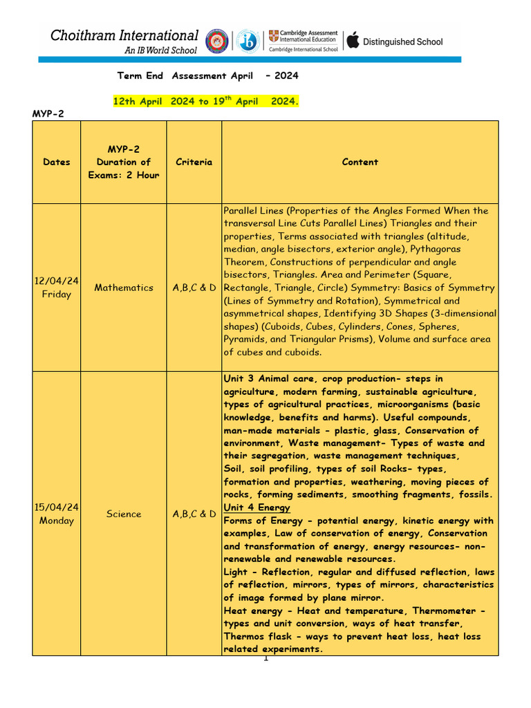 MYP 2 Term-End Assessment | Download Free PDF | Triangle | Area