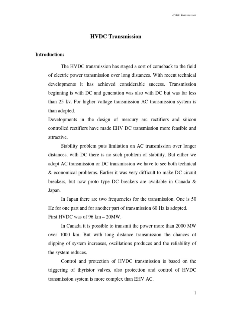 HVDC Transmission Upload | PDF | High Voltage Direct Current | Electric Power Transmission