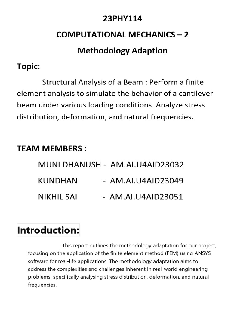 Team 01 Methodology Adaption | PDF | Finite Element Method | Structural Analysis