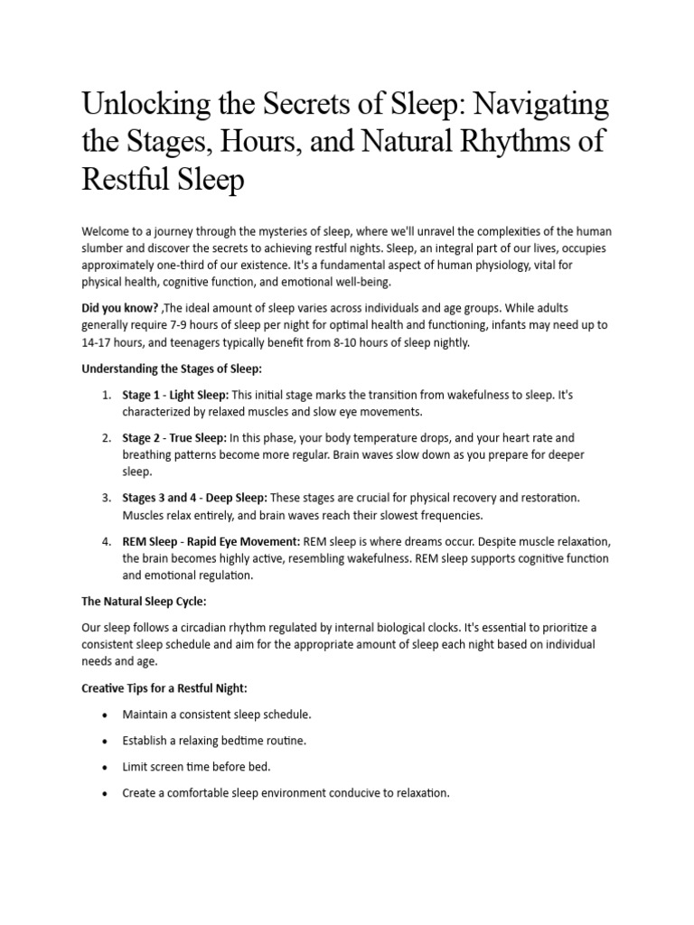 Normal Sleep Cycle | PDF | Sleep | Rapid Eye Movement Sleep