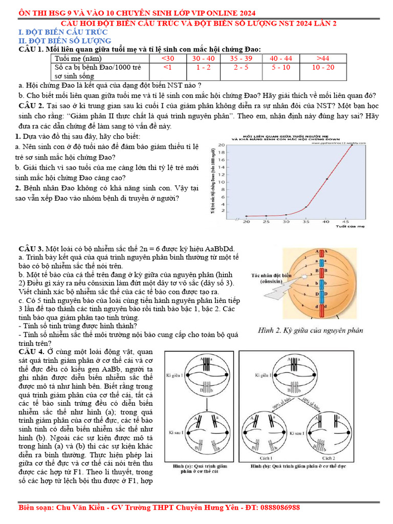 CÂU HỎI ĐỘT BIẾN SỐ LƯỢNG NST | PDF