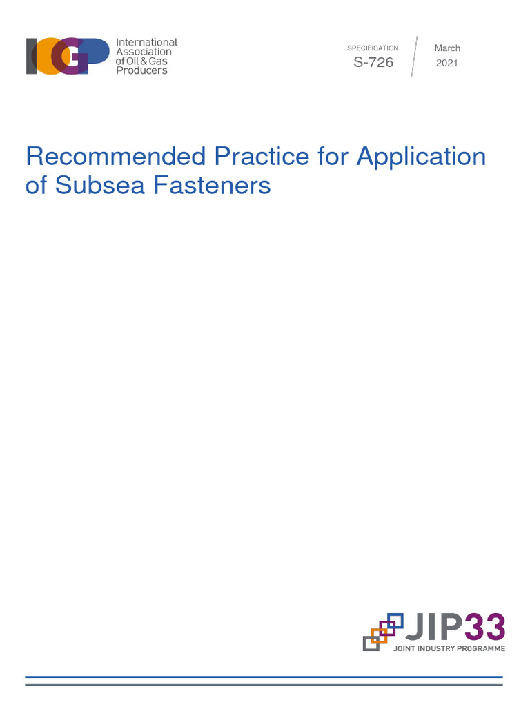 S-726 2021 Recommended Practice For Application of Subsea Fasteners ...