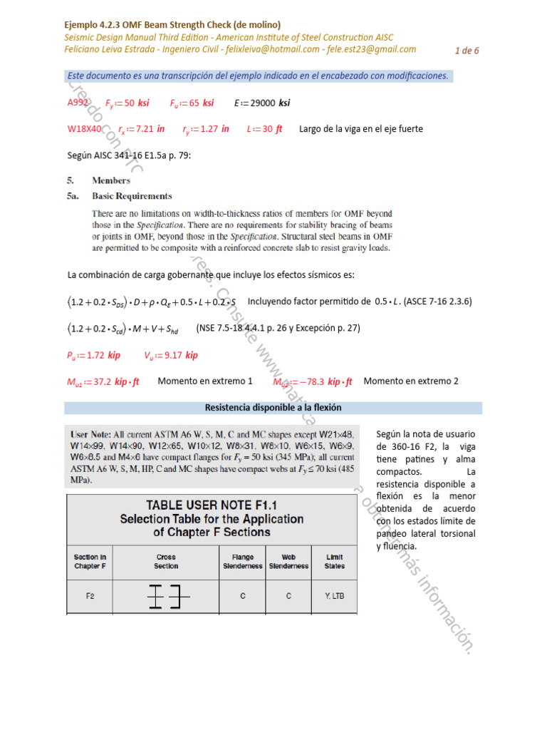 Omf Beam | PDF | Ingeniero civil | Análisis estructural