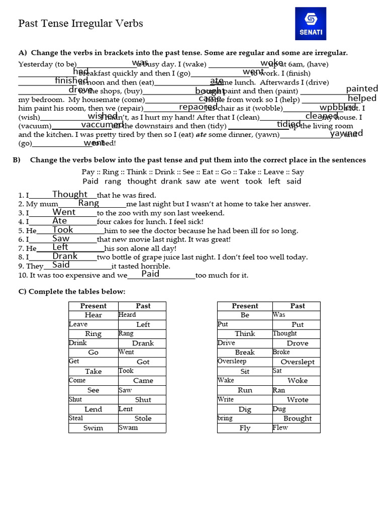 Past Tense Irregular Verbs Guide | PDF | Linguistic Morphology | Grammar