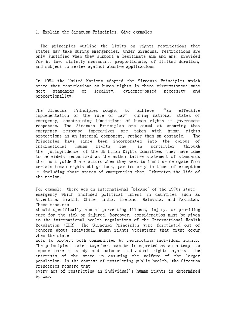 Understanding the Siracusa Principles | PDF | Human Rights | Rights