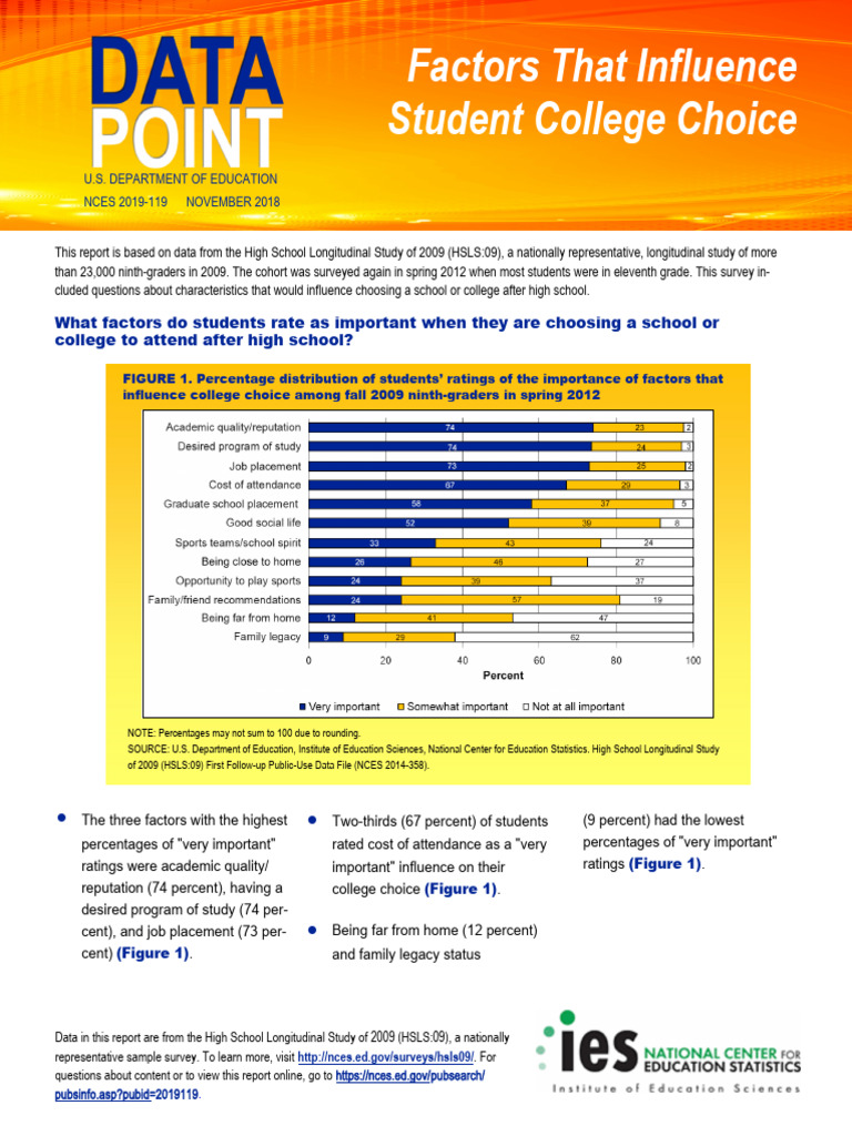 Factors That Influence Student College Choice: U.S. Department of ...