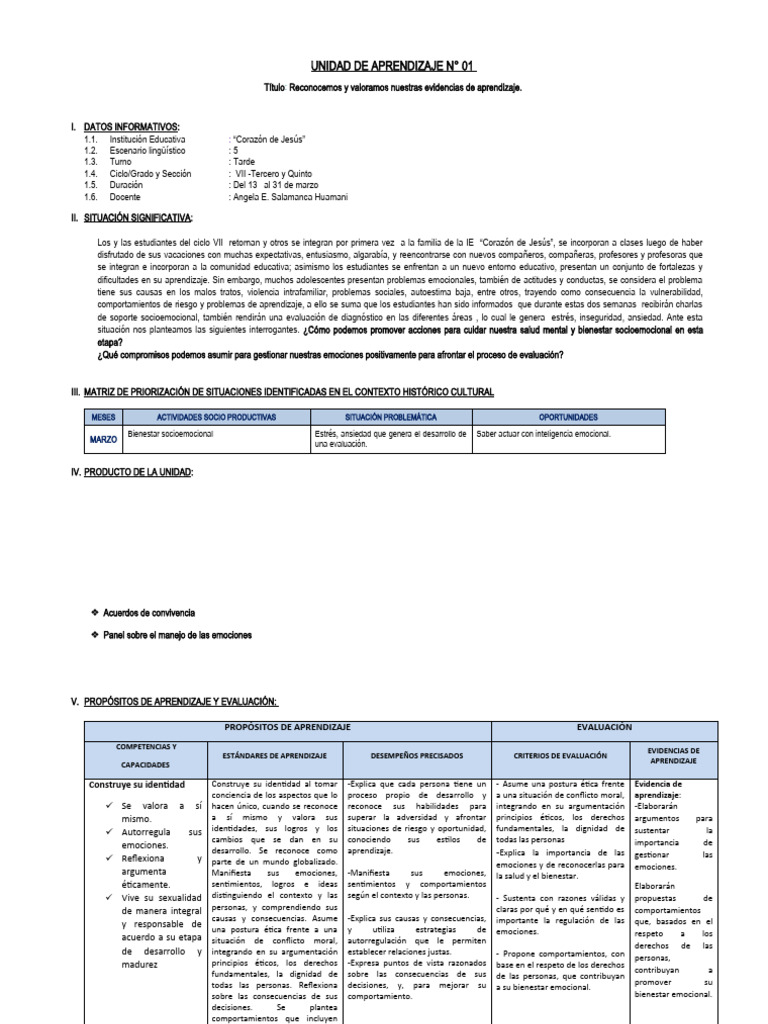 Unidad Aprendizaje-DPCC-VII | PDF | Aprendizaje | Evaluación