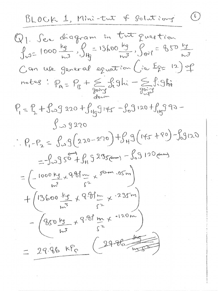 CHE2005W Block 1 Tut 1.4 Solutions | PDF