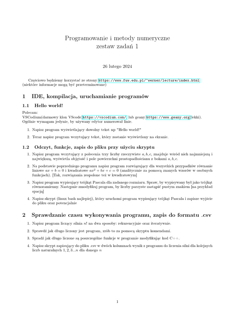 Metody Numeryczne 1 | PDF