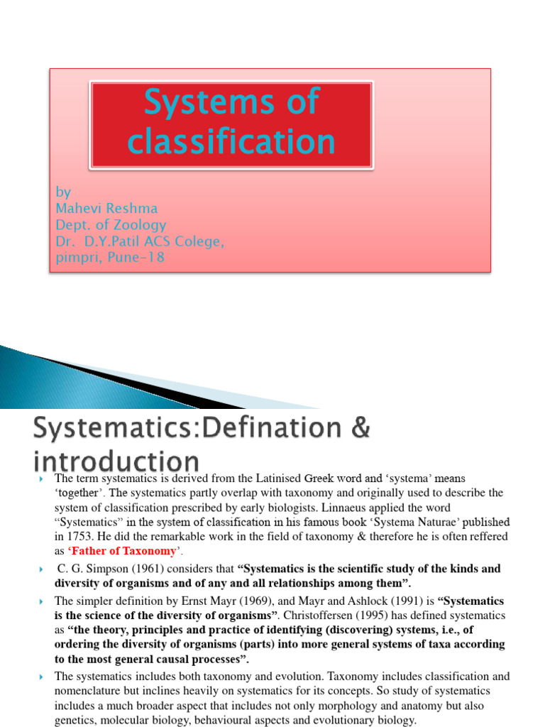 Systematics | Download Free PDF | Taxon | Taxonomy (Biology)
