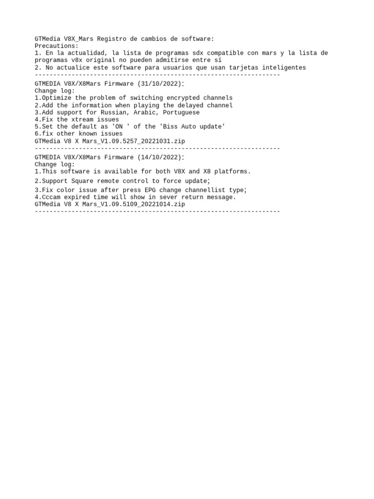 GTMedia V8X Mars Firmware Updates | PDF | Computers