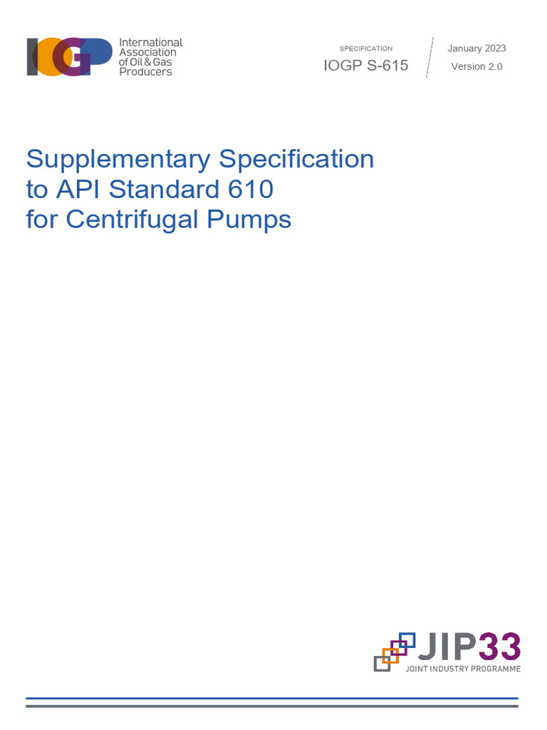 IOGP S-615 2023 Supplementary Specification To API Standard 610 For ...