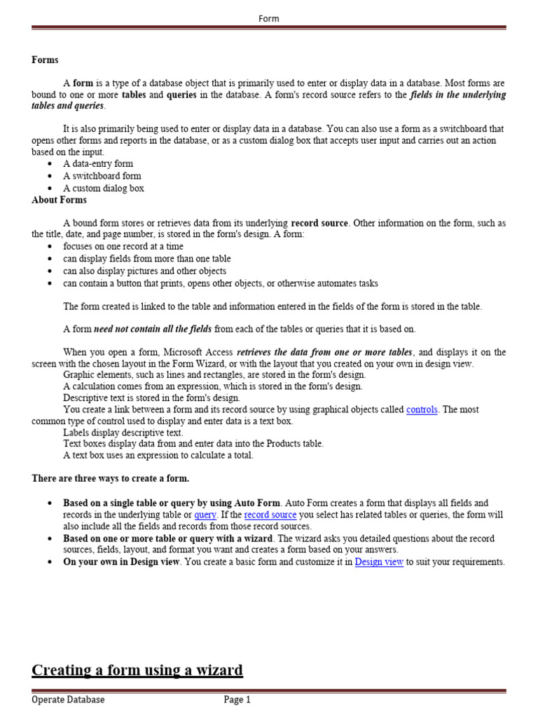 Create Forms | PDF | Microsoft Access | Databases Create Forms | PDF | Microsoft Access | Databases