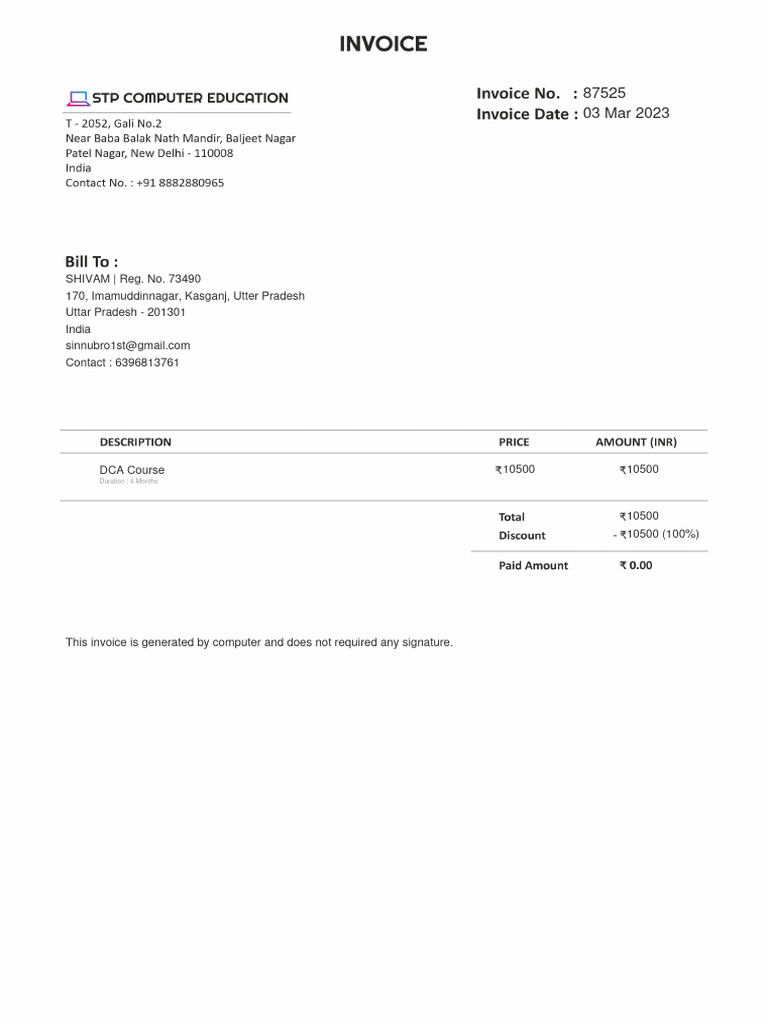 Dca Invoice | PDF