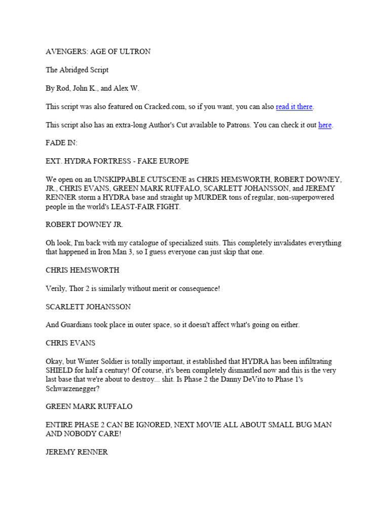 Captain America Drama Script | PDF